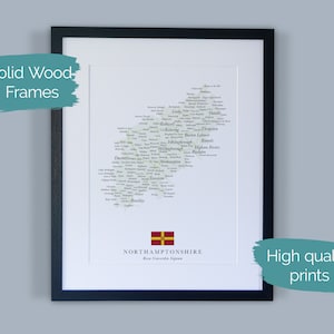 Northamptonshire County Map // Framed Map of Northamptonshire ...