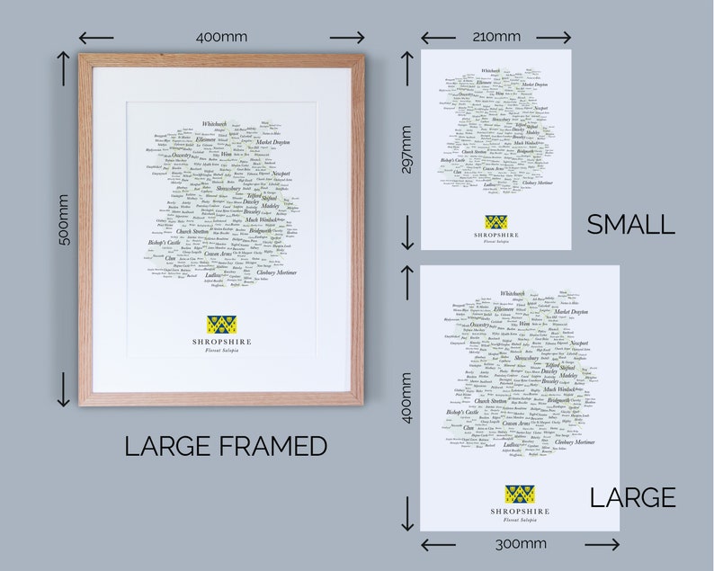 Shropshire County Map // Framed Map of Shropshire // Minimal - Etsy
