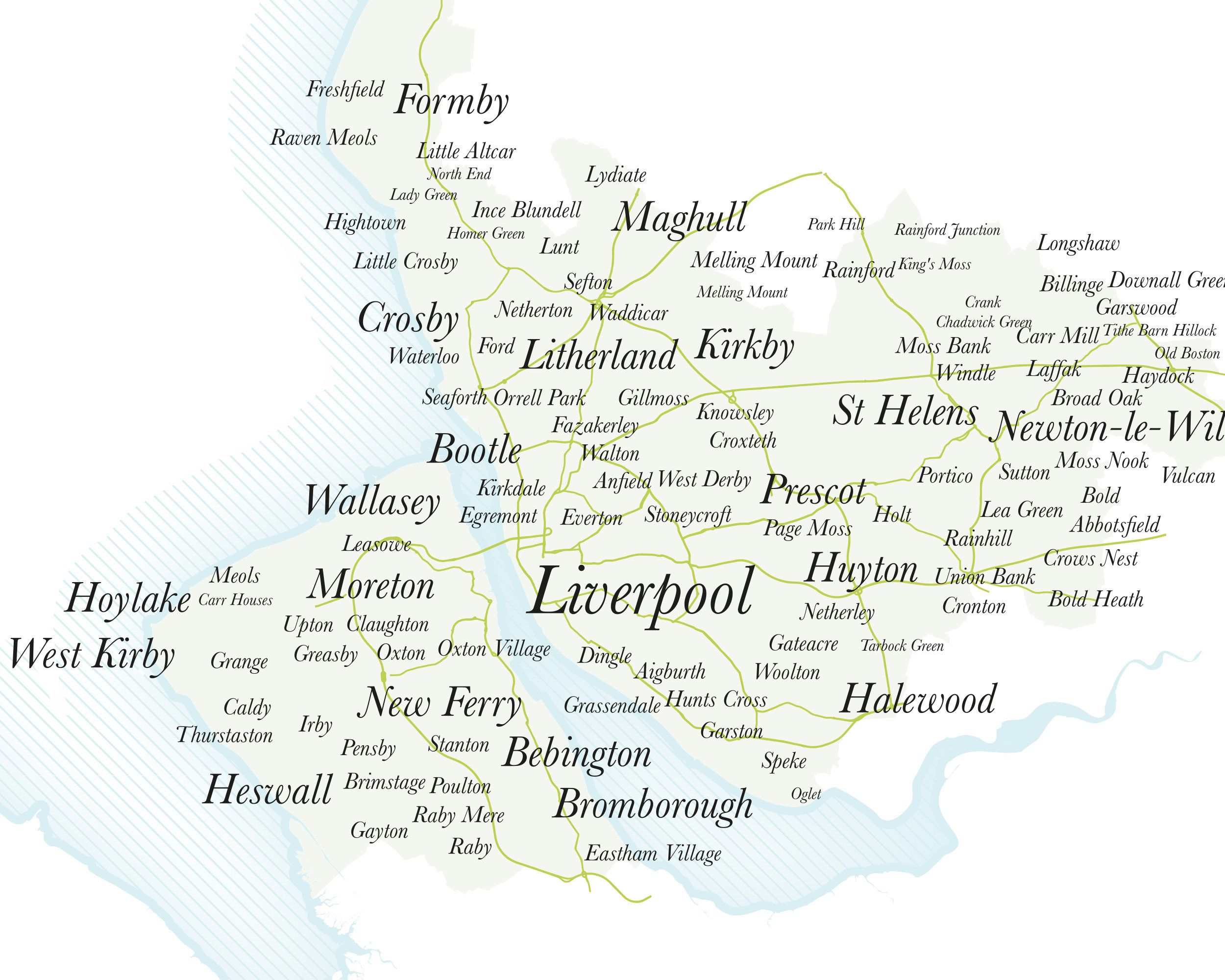 Merseyside County Map // Framed Map of Merseyside // Minimal - Etsy