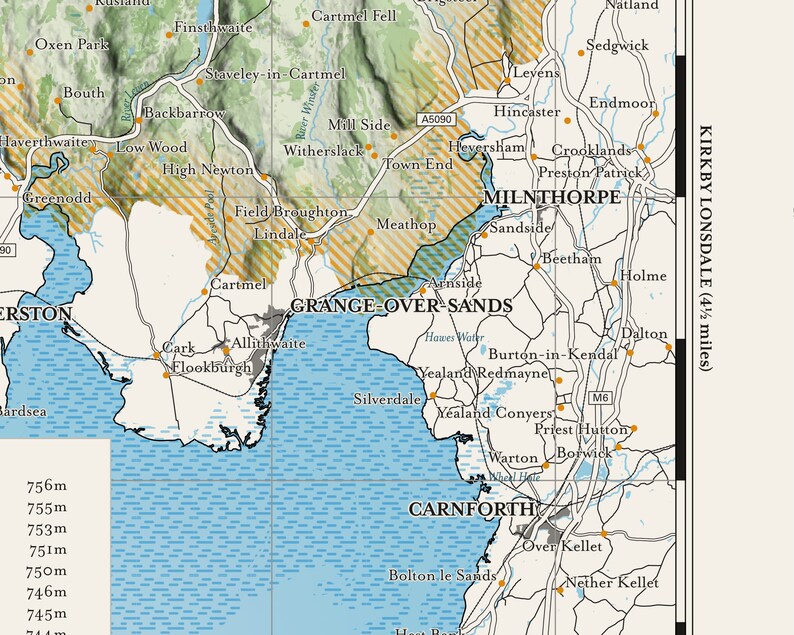 Lake District and Cumbria Map Print: Vintage Style Framed Giclée ...