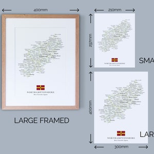 Northamptonshire County Map // Framed Map of Northamptonshire ...