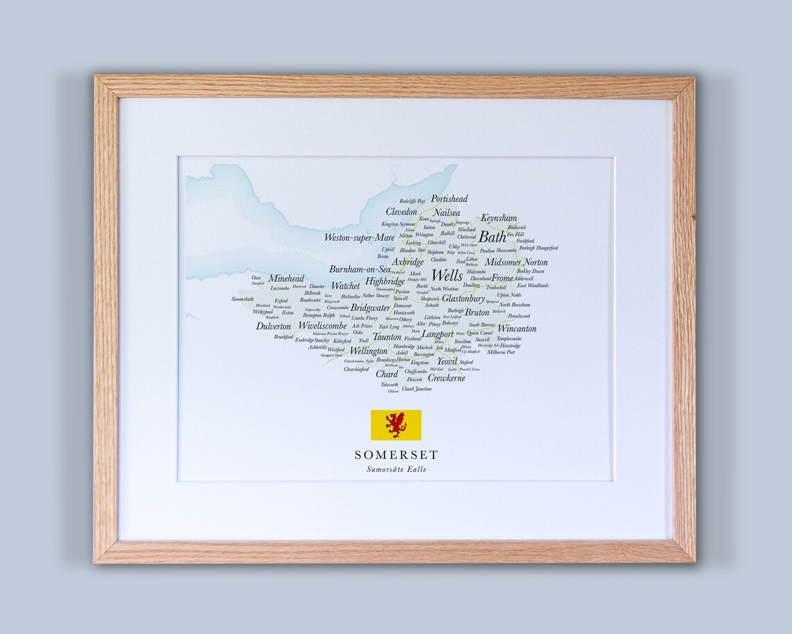 Somerset County Map // Framed Map of Somerset // Minimal - Etsy