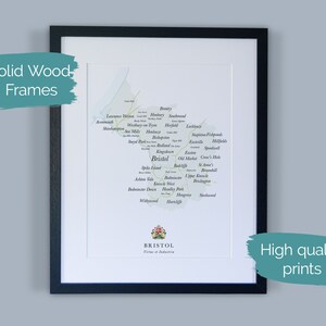 Bristol County Map // Framed Map of Bristol // Minimal Typographic ...