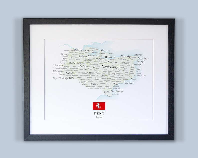 Kent County Map Print: Minimalist England Wall Art - Etsy