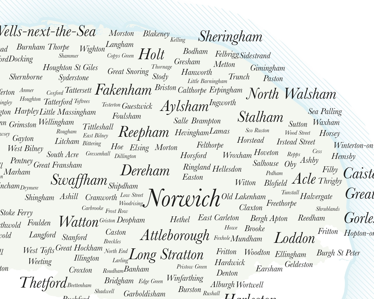 Norfolk County Map // Framed Map of Norfolk // Minimal Typographic ...
