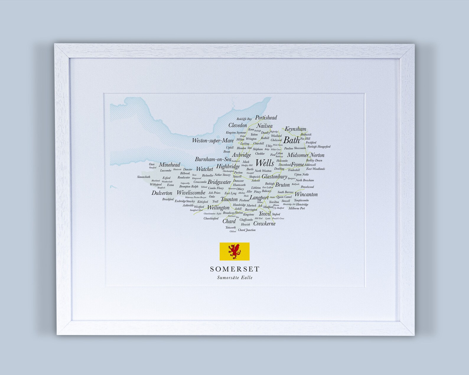 Somerset County Map Print: Minimalist Typographic County Art (framed ...