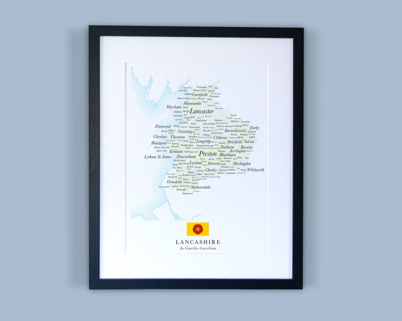 Lancashire County Map // Framed Map of Lancashire // Minimal ...