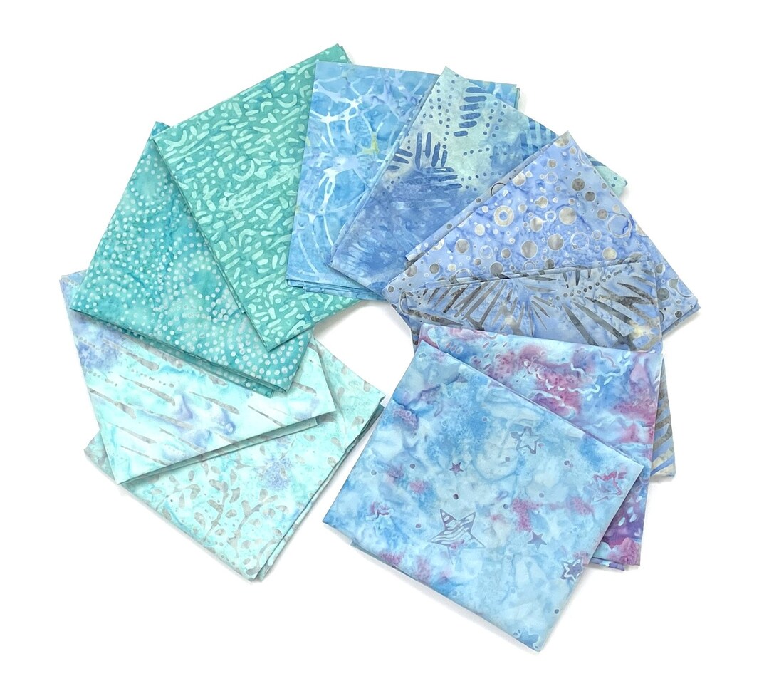 Batik Fat Quarter Bundle , Pack of 10 Fqs,100% Cotton, Blue & Cyan - Etsy