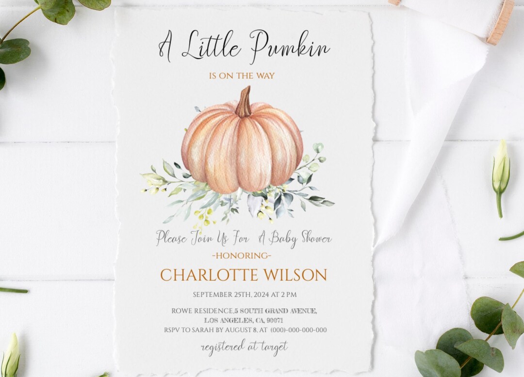 Pumpkin Baby Shower Invitation Template Little Pumpkin Baby - Etsy