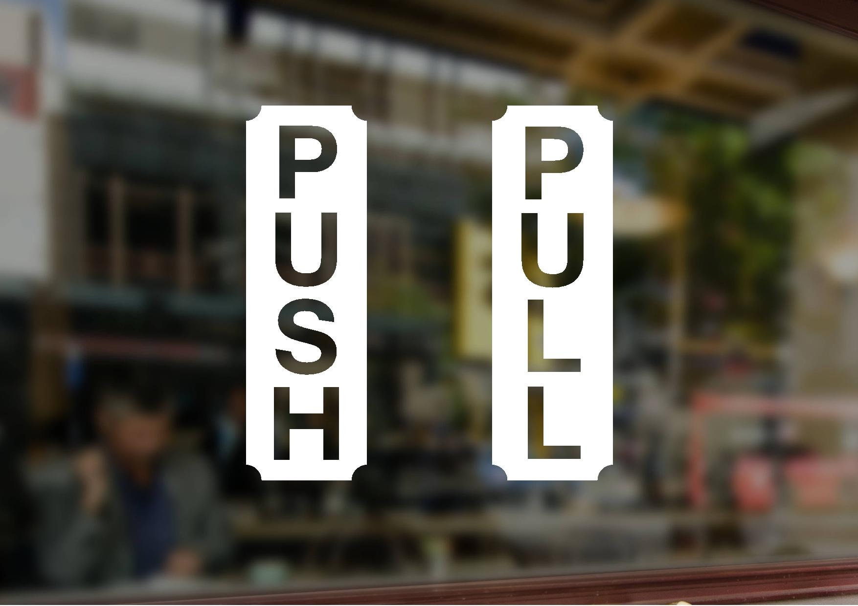 Push pull decal push pull shop sticker sign modern | Etsy