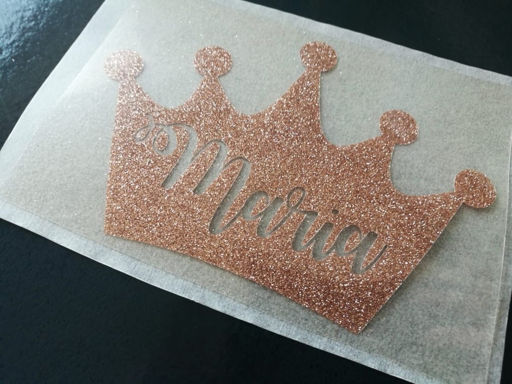 Custom Name Crown Iron on Decal, Name Crownheat Transfer Patch, Glitter ...