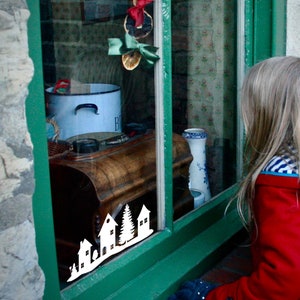Reusable Christmas Window Clings, Holiday Houses Village Scene ...