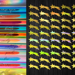 100 1/2'' Holographic Shooting Star Stickers, Holographic Shooting Star ...