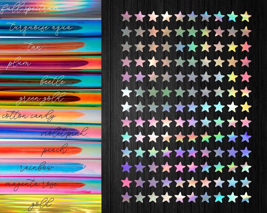 100 1/4'' Holographic Rounded Star Stickers, Holographic Star Planner ...