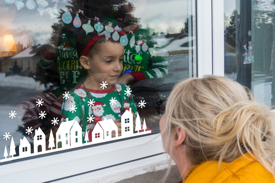 Christmas Window Clings, Holiday Houses Village Christmas Scene Decorations, Reusable Window ...