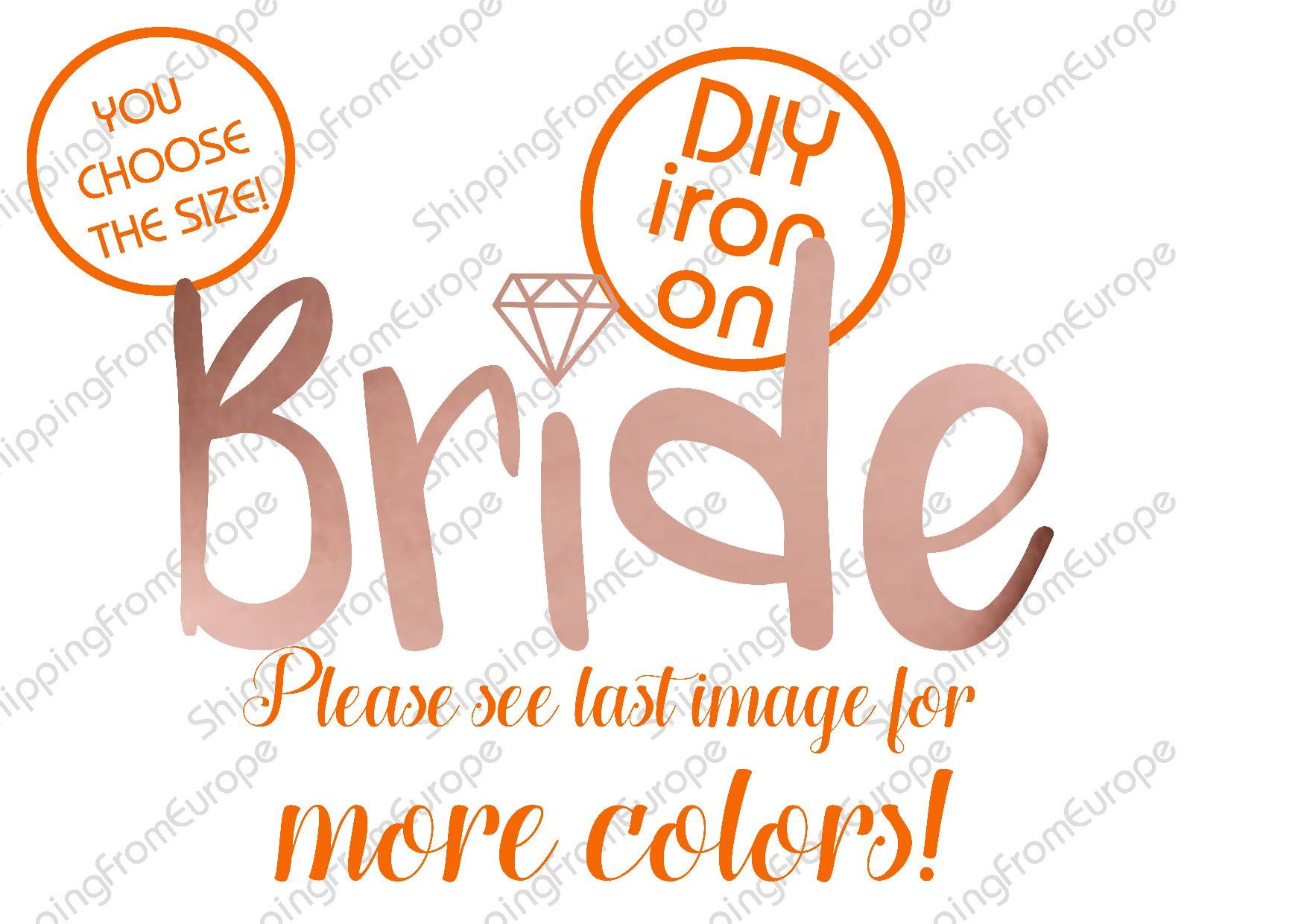 Bride Iron On Decal Bride To Be Heat Transfer Patch Glitter Etsy