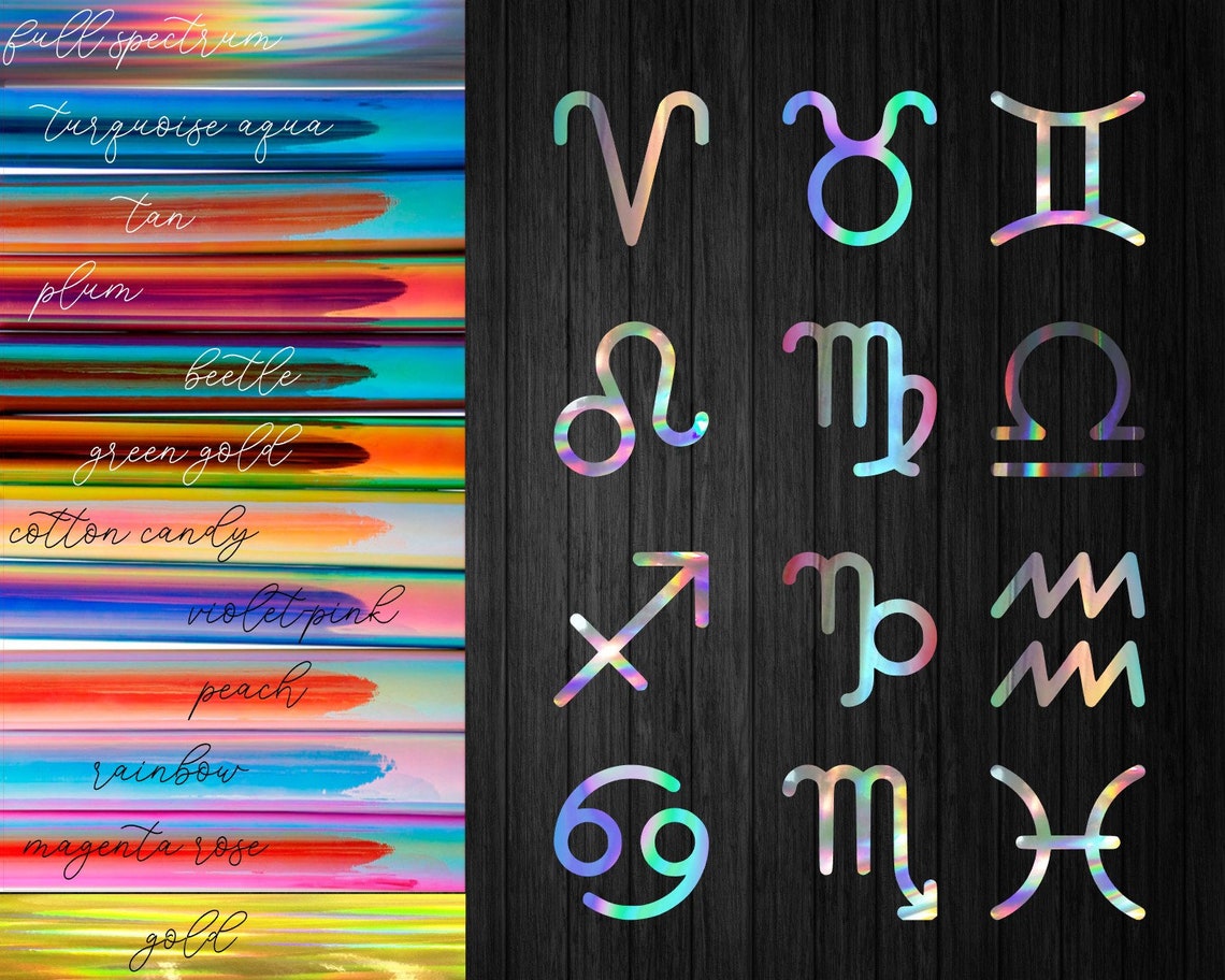 Holographic Zodiac Sign Sticker: Iridescent Horoscope Decal - Etsy