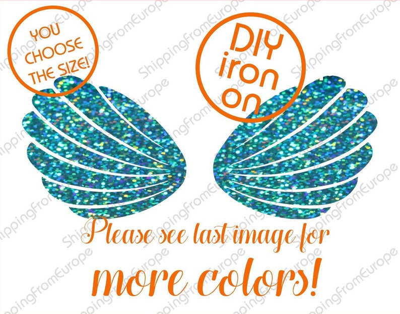 Mermaid Iron on Decal Mermaid Bra Shells Heat Transfer Patch - Etsy