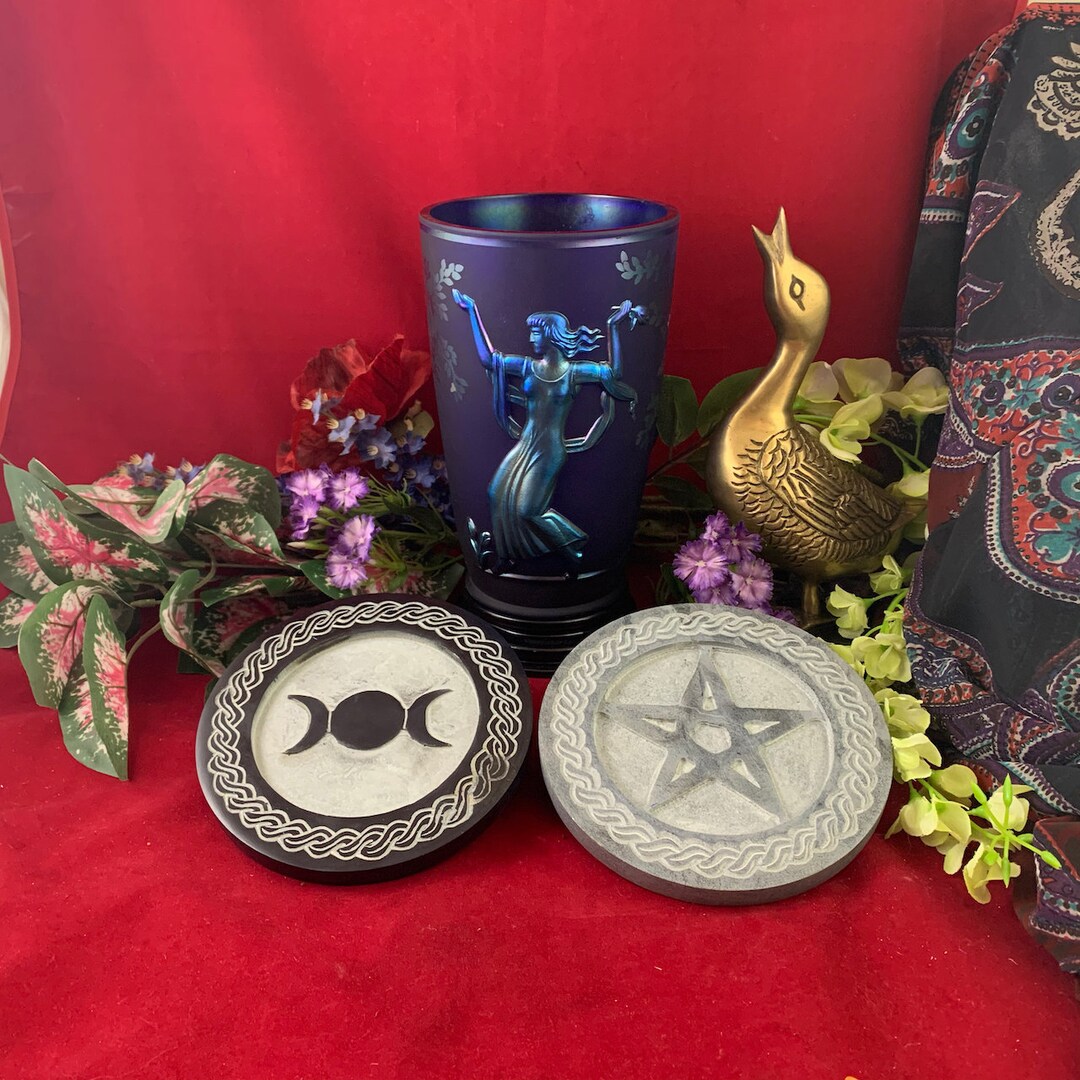 Gorgeous, Carved, Natural Stone, Altar Tiles, Choose One: Triple Moon ...