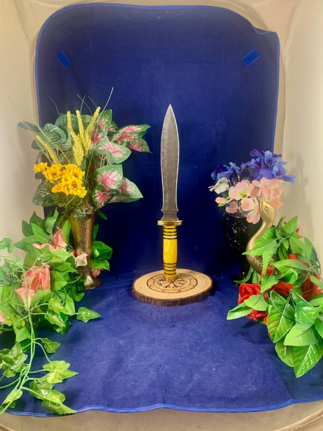 Gorgeous, Hand Forged, Damascus Steel, Athame/dagger, Double Edge Blade ...