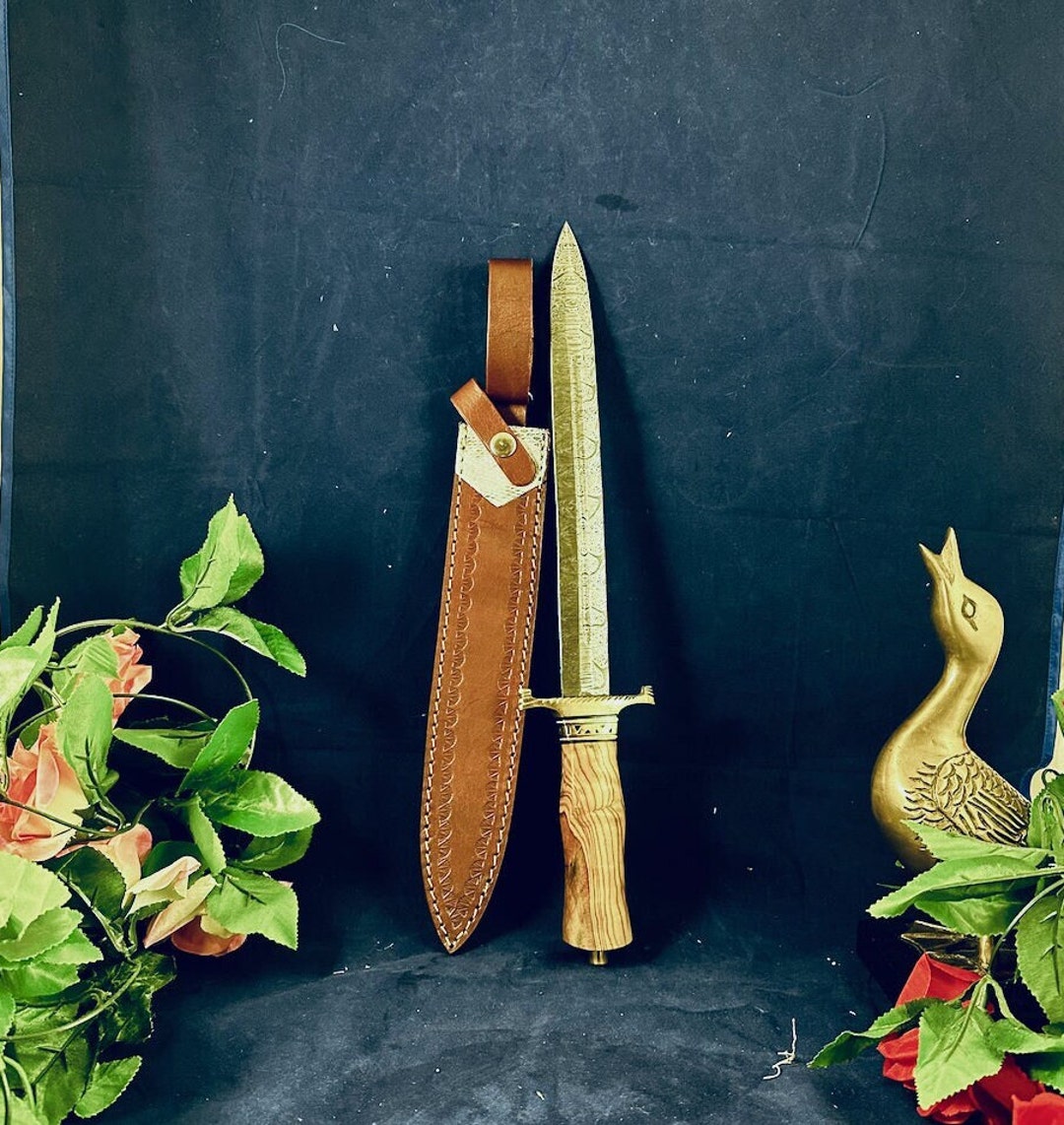 Hand Forged, Damascus Steel, Athame/dagger, Double-edge Blade, Full ...