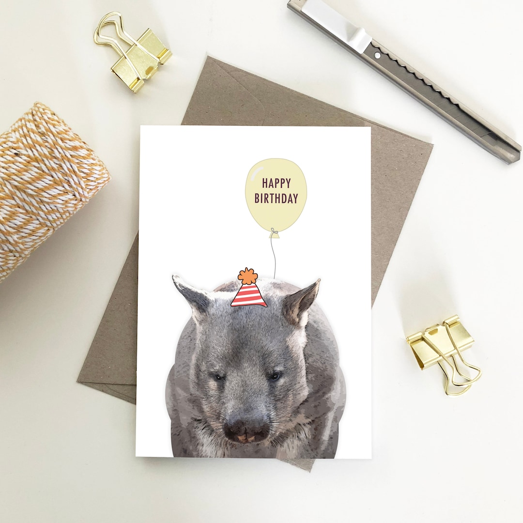 Wombat, Happy Birthday Eco Friendly Recycled Paper Cards - Etsy