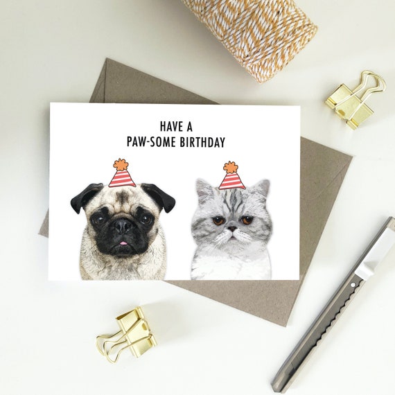 Have a Paw-some Birthday Happy Birthday Eco Friendly Recycled | Etsy