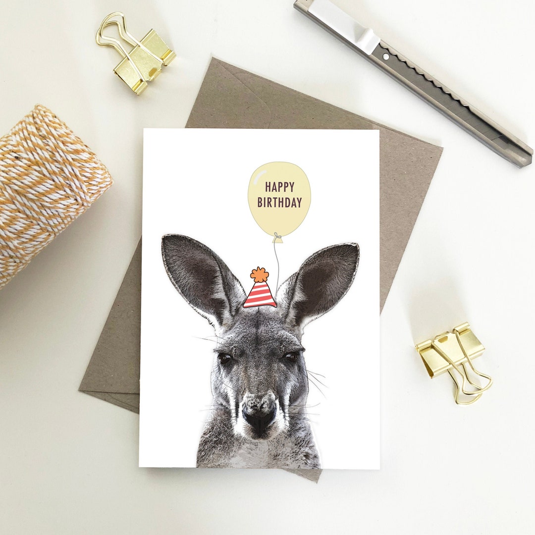 Kangaroo, Happy Birthday Eco Friendly Recycled Paper Cards - Etsy