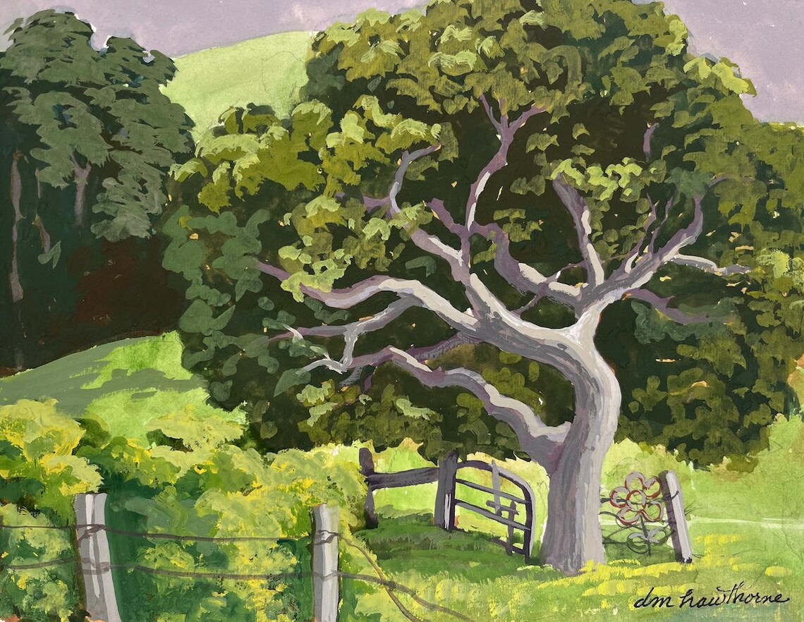 Original Gouache Painting of Oak Tree - Etsy