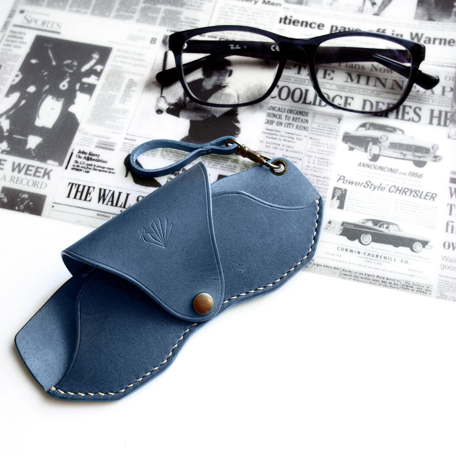 Handmade Personalized Slim Glasses Case Navy Blue Color Etsy
