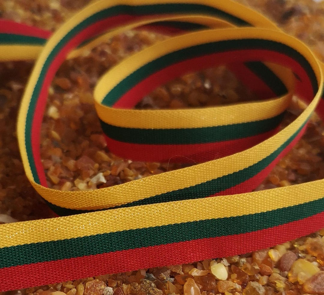 Lithuanian National Flag Ribbon, Tricolour Lanyard for Patriotic Events ...