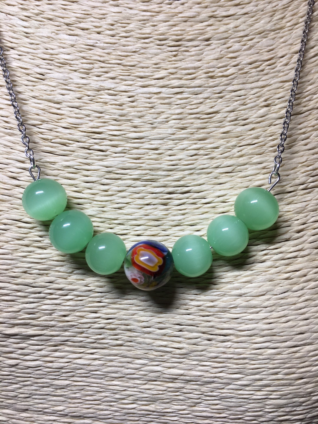 Collar de cuentas de jade sintético hecho a mano con efecto de mármol ...