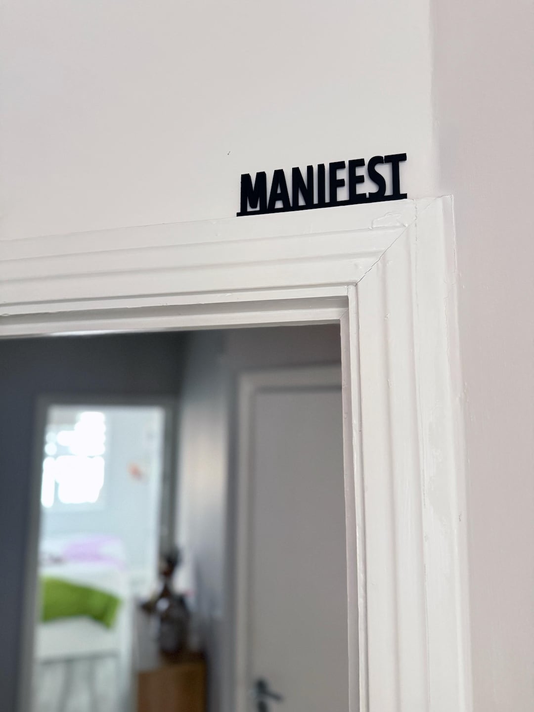 Minimalist 3D Printed “MANIFEST” Door Topper. Home Decor, Manifesting ...