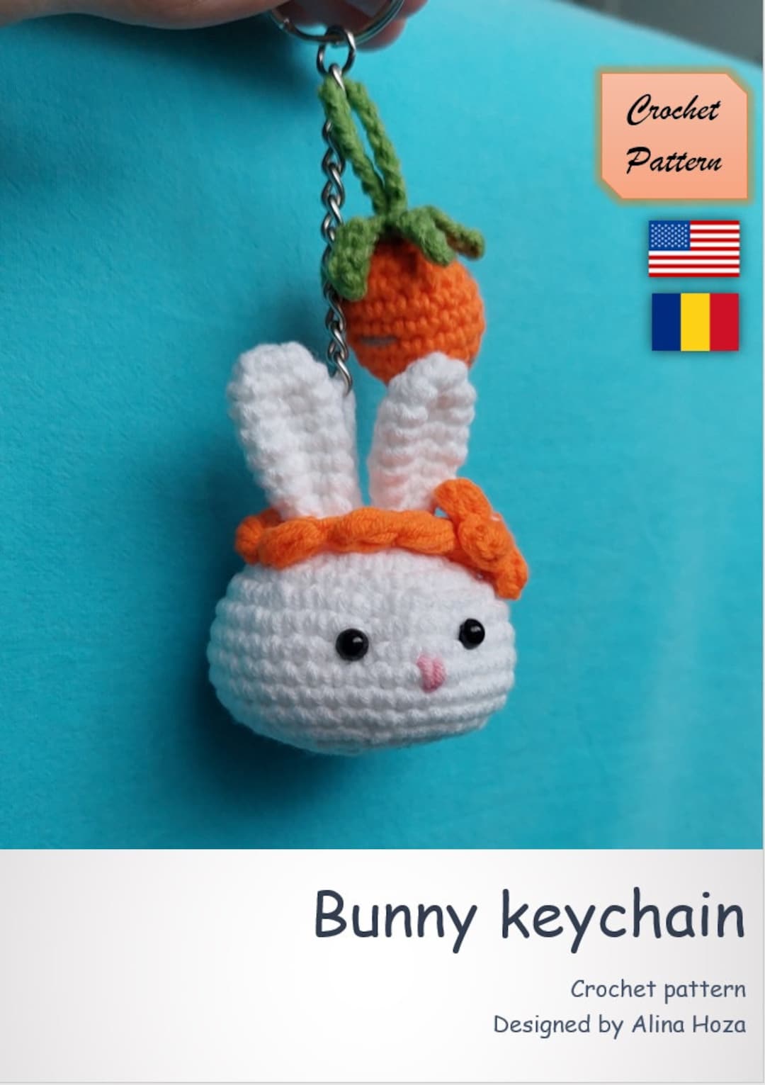 Bunny Keychain - Crochet Pattern /// BEGINNER FRIENDLY /// Breloc ...