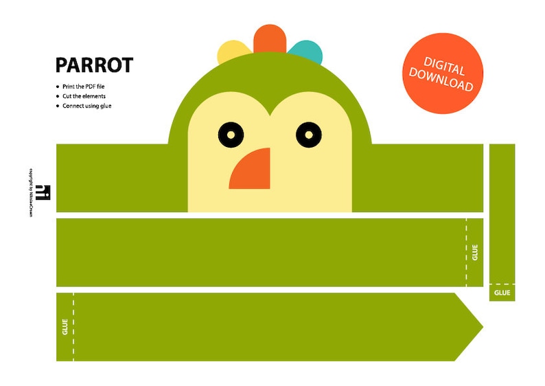 Parrot Paper Crown, Printable, Crown Template, Animal Headband, Animal ...