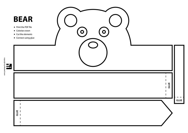 Forest Animal Paper Crown Set, Coloring Crown, Coloring Face Mask ...