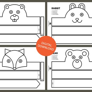 Forest Animal Paper Crown Set, Coloring Crown, Coloring Face Mask ...