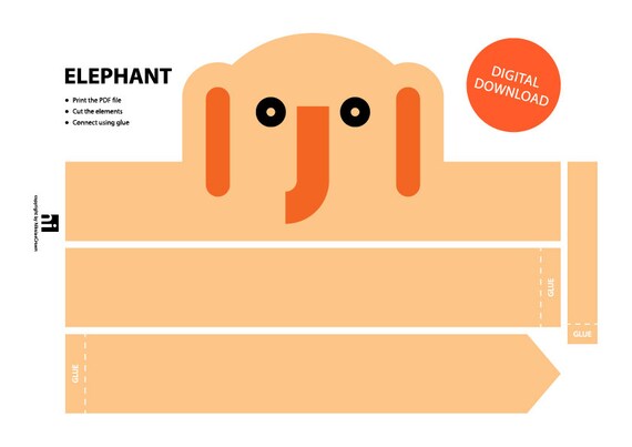 Elephant Paper Crown Printable Crown Template Animal | Etsy