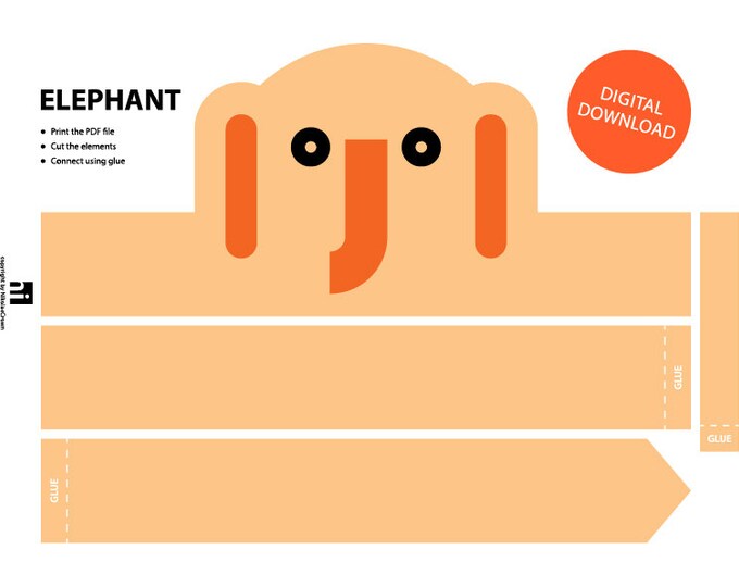 Elephant Paper Crown COLOR YOUR OWN Printable - Etsy Canada