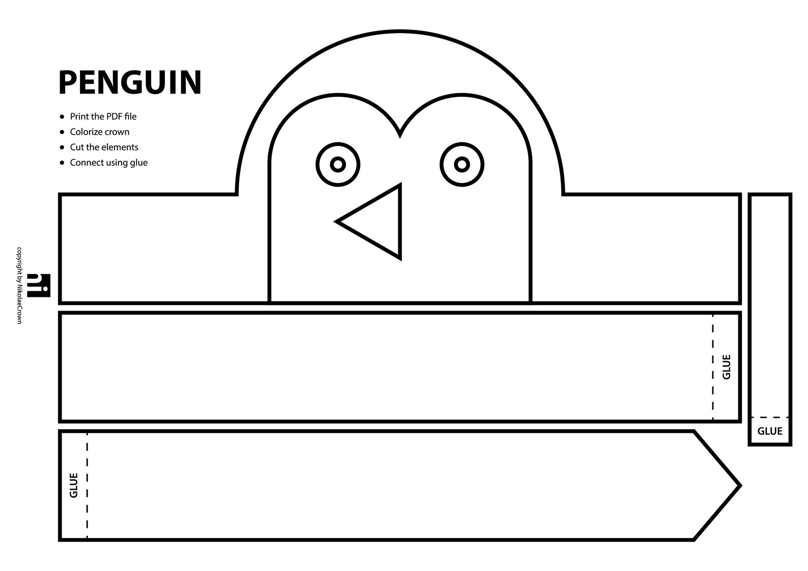 Arctic Animal Paper Crown - Printable, Coloring Crown, Coloring Face ...