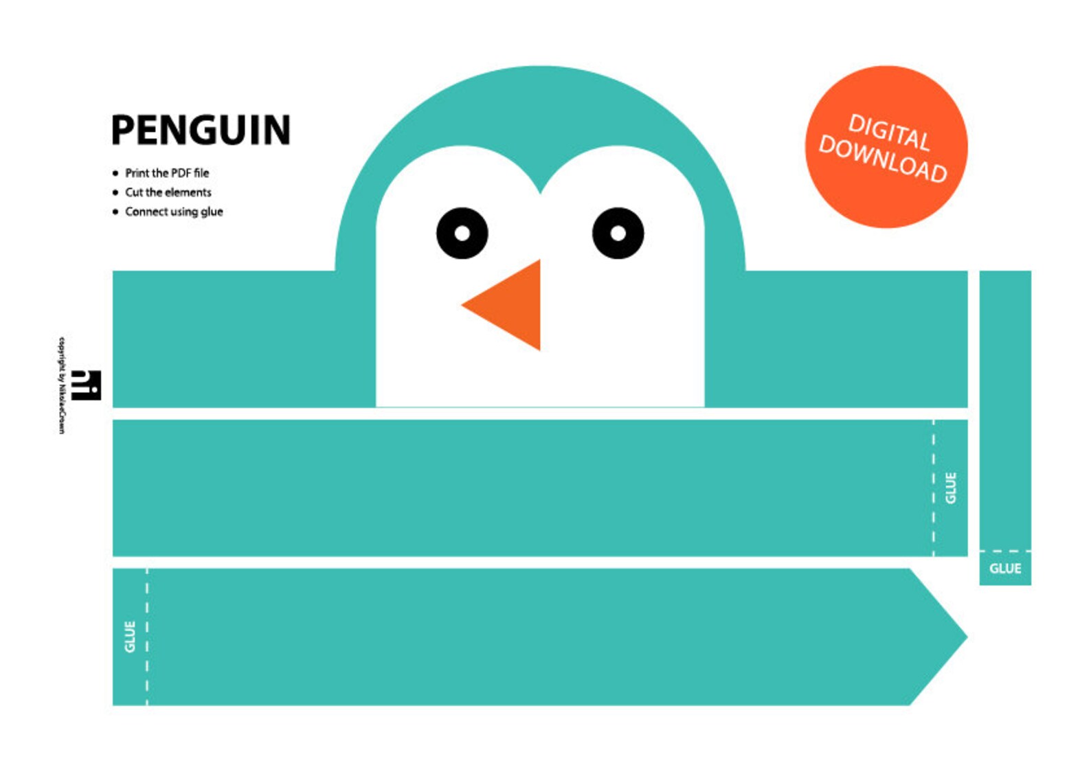 Penguin Paper Crown - Printable, Crown Template, Animal Headband ...
