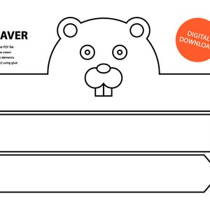 Beaver Paper Crown - Printable, Coloring Crown, Coloring Face Mask ...