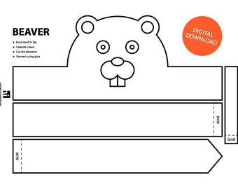 Bear Paper Crown Printable Coloring Crown Coloring Face - Etsy
