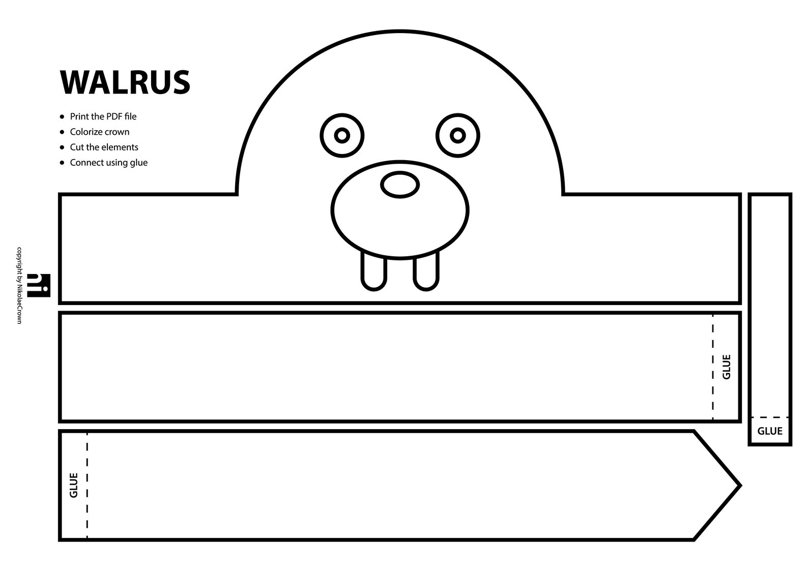 Arctic Animal Paper Crown - Printable, Coloring Crown, Coloring Face ...