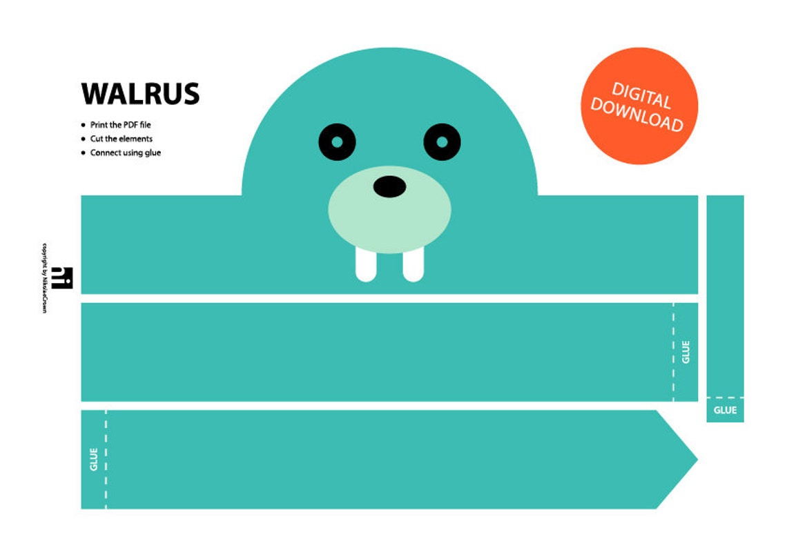 Walrus Paper Crown - Printable, Crown Template, Animal Headband, Animal ...