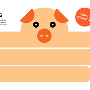 Pig Paper Crown - Printable, Crown Template, Animal Headband, Animal ...