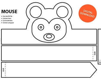 Tiger Paper Crown Printable, Coloring Crown, Coloring Face Mask, Crown ...