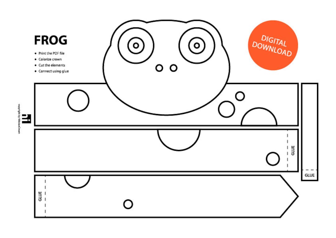 Frog Paper Crown - Printable, Coloring Crown, Coloring Face Mask, Crown ...