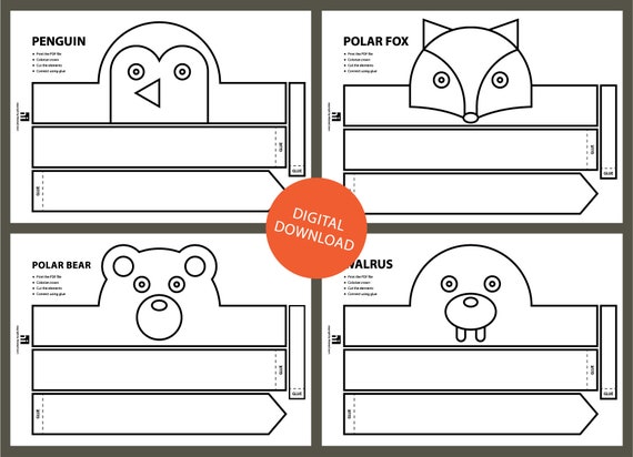 Arctic Animal Paper Crown Printable Coloring Crown | Etsy