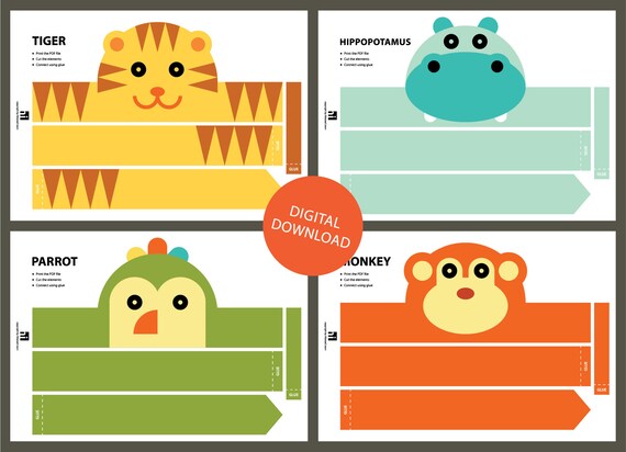 Conjunto de corona de animales africanos imprimible máscara - Etsy España